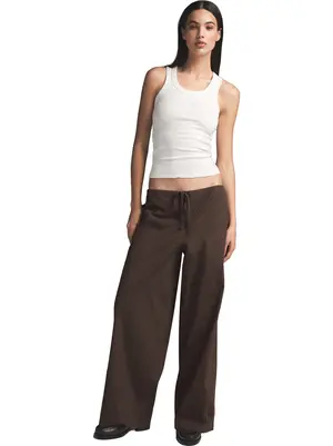 SKIMS Cotton Poplin Straight Leg Pant Washed Dark Sepia
