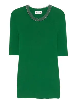 P.a.r.o.s.h Bead-embellished T-shirt - Green
