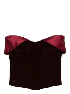 MUGLER Velvet Corset Top - Red