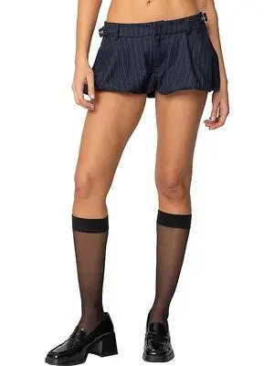 EDIKTED Pinstriped Bubble Mini Skort - Navy