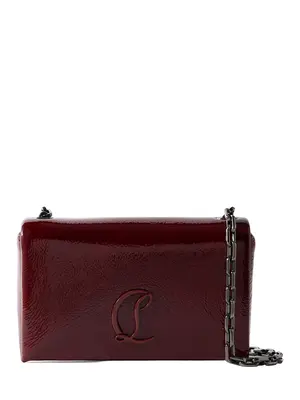 CHRISTIAN LOUBOUTIN Loubi54 Embellished Crinkled Patent-leather Shoulder Bag - Red