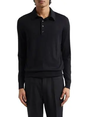 TOM FORD Fine Gauge Cashmere & Silk Polo Sweater - Lb999 Black