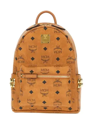Mcm Monogram Backpack - Brown