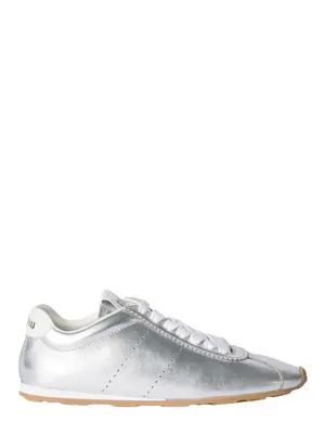 Miu Miu Miu Miu Leather Sneakers Silver