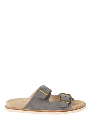 Brunello Cucinelli Suede Slides - Grey