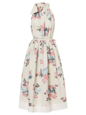 Philosophy Di Lorenzo Serafini Floral-print Halterneck Midi Dress - Neutrals