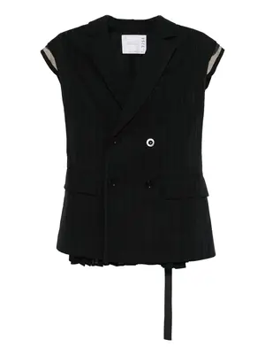 Sacai Pinstriped Waistcoat - Black