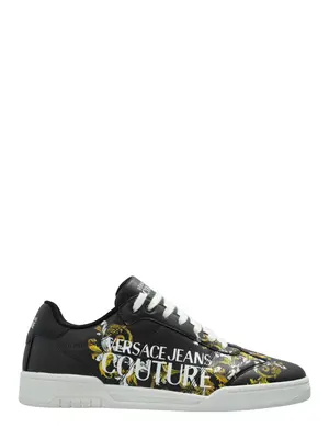 Versace Logo-embroidered Sneakers - Black