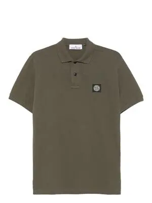Stone Island Piqué-weave Polo Shirt - Green