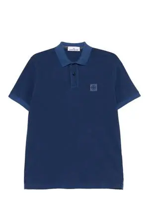 Stone Island Piqué-weave Polo Shirt - Blue