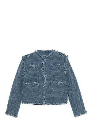 Sacai Panelled Tweed Jacket - Blue