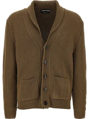 TOM FORD Ribbed-knit Cardigan - Green