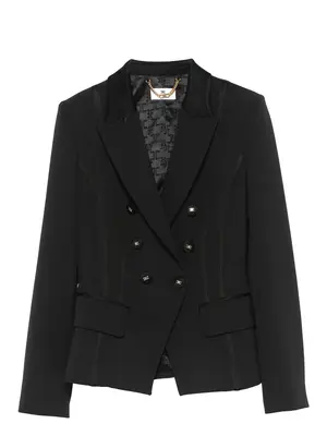 Elisabetta Franchi Crepe Blazer With Satin Details - Black