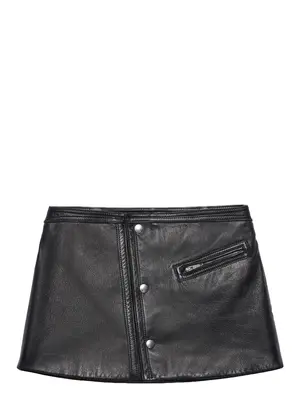 Prada Leather Mini Skirt - Black