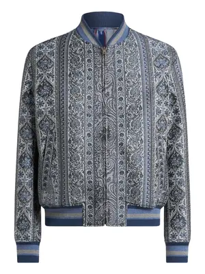 Etro Floral-jacquard Bomber Jacket - Blue