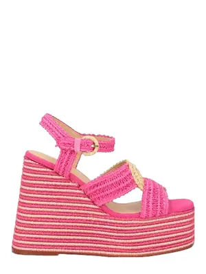 CastaÑer Raffia Platform Wedge Sandals - Magenta