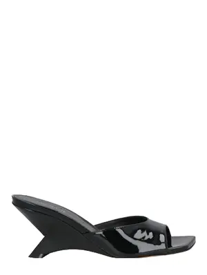 VIC MATIE Leather Slide Sandals - Black