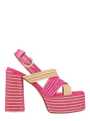 CastaÑer Two-tone Raffia Slingback Sandals - Fuchsia