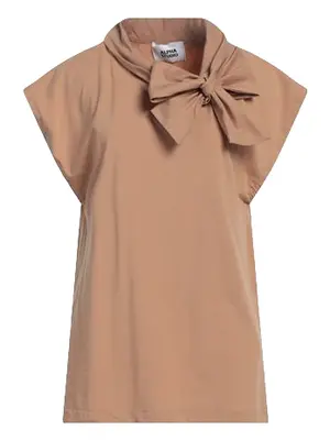 Alpha Studio ALPHA STUDIO Cotton Stretch Bow Blouse Beige