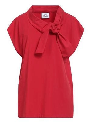 Alpha Studio ALPHA STUDIO Cotton Stretch Bow Blouse Red