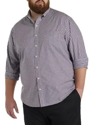 OAK HILL BY DXL Big & Tall Check Patterned Sport Shirt - Purple Multi