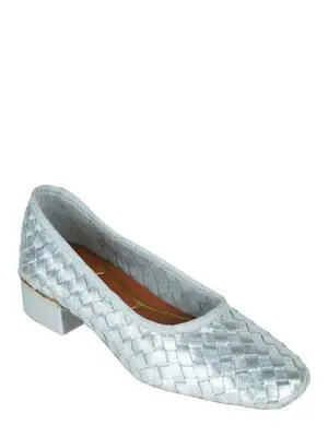 KENNETH COLE Kenneth Cole Birdie Woven Leather Pump Silver Woven Leather