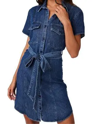 Bella Dahl Short Sleeve Denim Shirt Dress - Horizon Wash