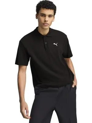 PUMA Wardrobe Essentials Relaxed Pique Polo Shirt - Black