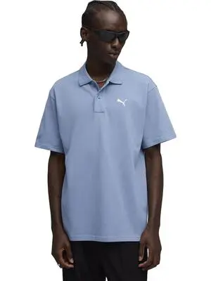 PUMA Wardrobe Essentials Relaxed Pique Polo Shirt - Blue