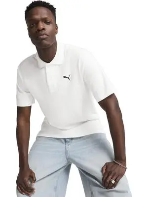 PUMA Wardrobe Essentials Relaxed Pique Polo Shirt - White