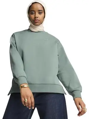 PUMA Wardrobe Essentials Oversized Crewneck Sweatshirt Green Moon