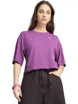 PUMA Wardrobe Essentials Oversized Short T-Shirt Purple