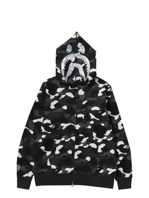 A Bathing Ape Xxv Cities Camo Shark Full Zip Hoodie - Green