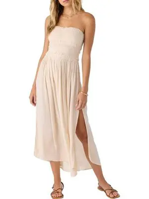 O'Neill O'Neill Devyn Smocked Strapless Midi Dress Tapioca