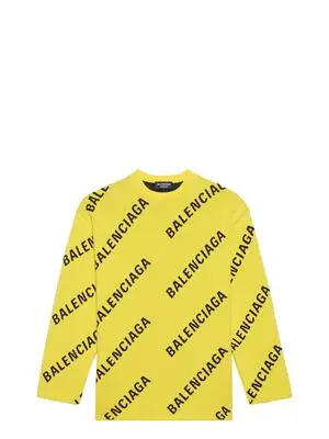 Balenciaga Allover Logo Crewneck /black - Yellow