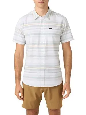O'Neill Trvlr Upf Traverse Stripe Short Sleeve Performance Button-up Shirt - Natural