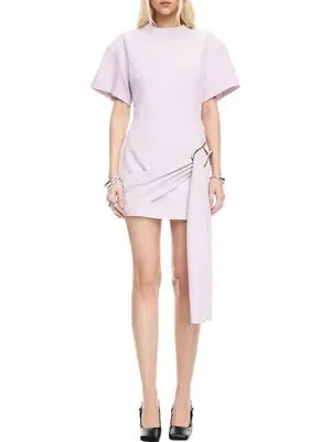 Lioness Martini Draped Belt Minidress Lavender Fog