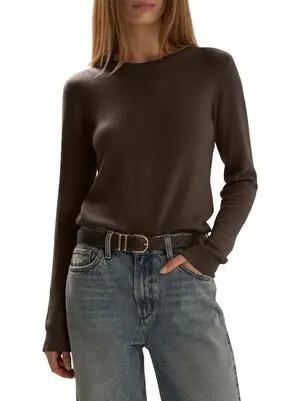 FAVORITE DAUGHTER Cashmere Crewneck Sweater - Espresso