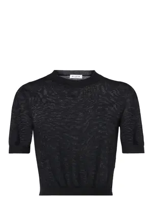 Alaïa Cropped Cashmere Top - Black