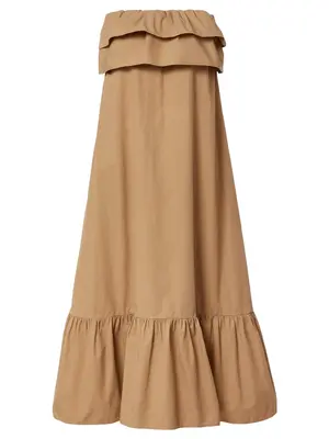 Saint Laurent Ruffled Cotton Serge Maxi Dress - Beige