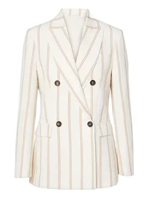 Brunello Cucinelli Striped Blazer - White