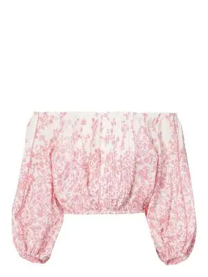 Poupette St Barth Bova Floral Cotton-blend Crop Top - Pink