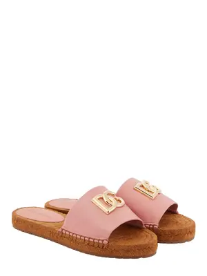 Dolce & Gabbana Dg Leather Espadrille Slides - Pink