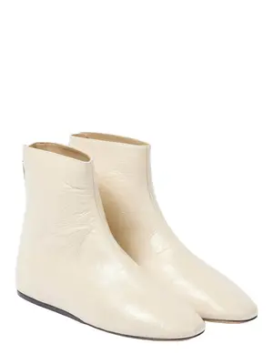 Le Monde Beryl Luna Leather Ankle Boots - White