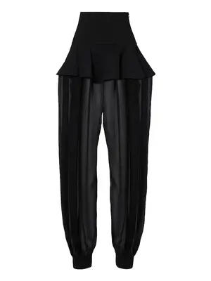 Alaïa Peplum Georgette Wide-leg Pants - Black