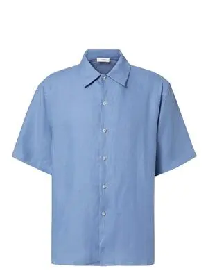 Commas Linen Bowling Shirt - Blue