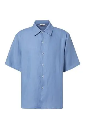 Commas Linen Bowling Shirt - Blue