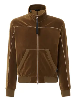 TOM FORD Cotton-blend Velvet Track Jacket - Brown