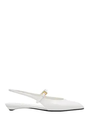 Prada Leather Mary Jane Slingback Flats - Bianco