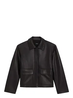 Theory Theory Boxy Leather Jacket Black